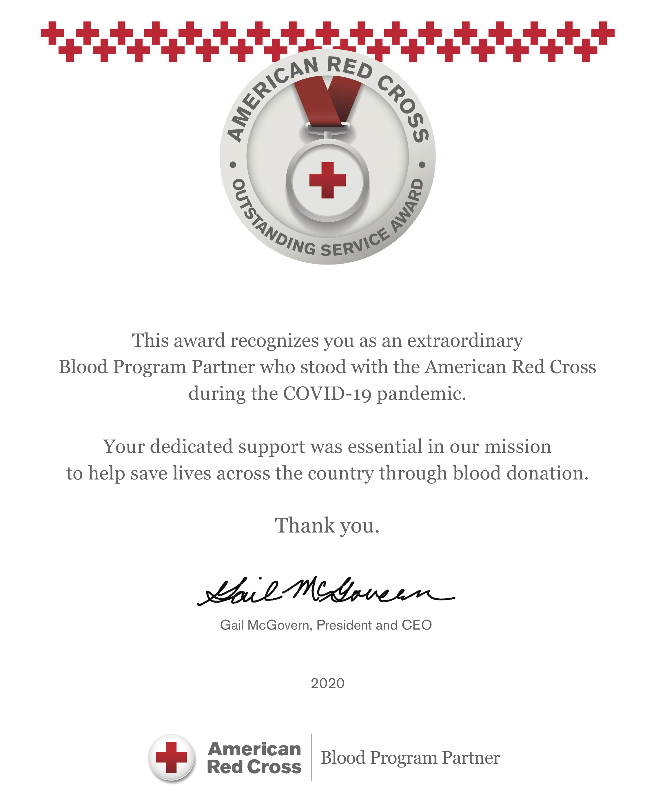 Red Cross Recognition – Commodore John Barry Arts and Cultural Center