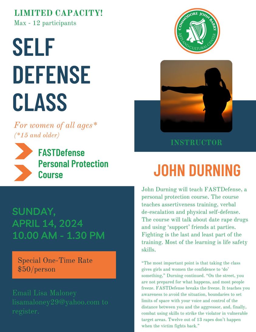 Self Defense Class – Commodore John Barry Arts and Cultural Center