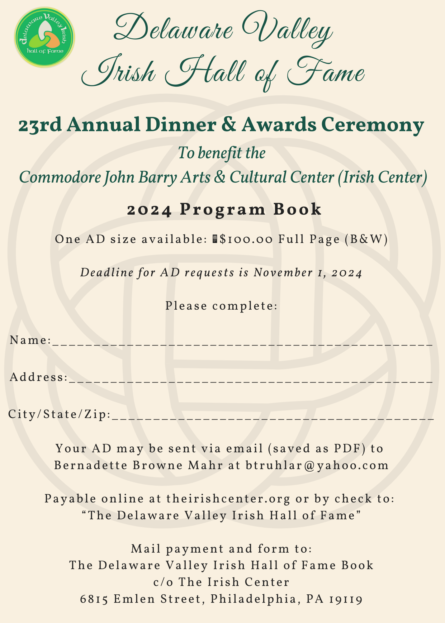 2024 Delaware Valley Irish Hall of Fame – Commodore John Barry Arts and ...