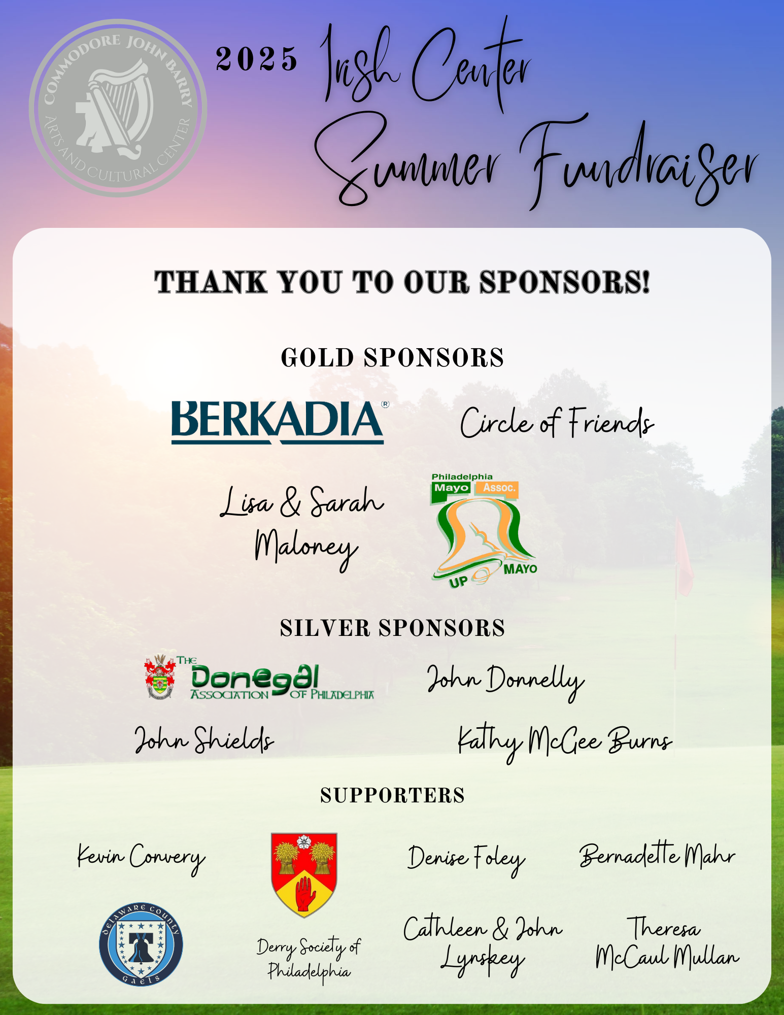 Thank you to our Summer Fundraiser Sponsors! – Commodore John Barry ...
