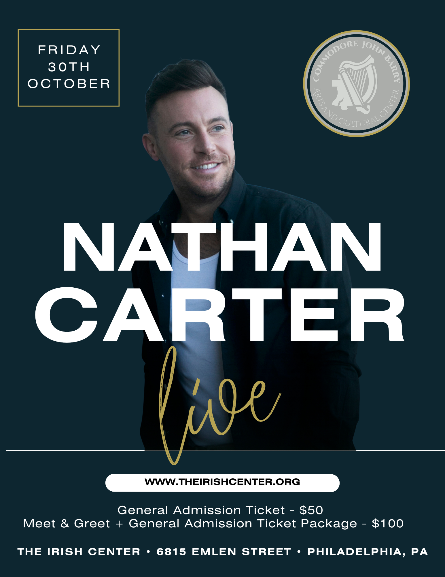 Nathan Carter LIVE at our Irish Center! – Commodore John Barry Arts and ...